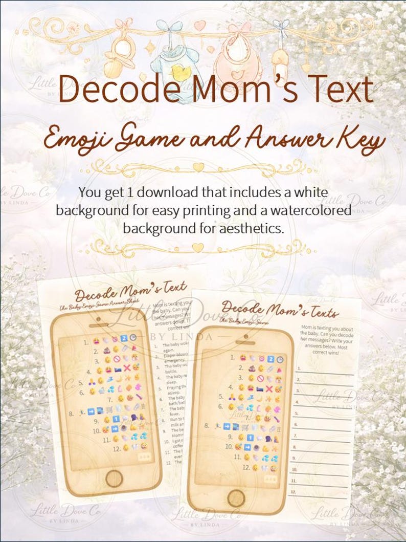 Emoji Baby Shower Game, Decode Mom's Texts, Cell Phone Theme (digital ...