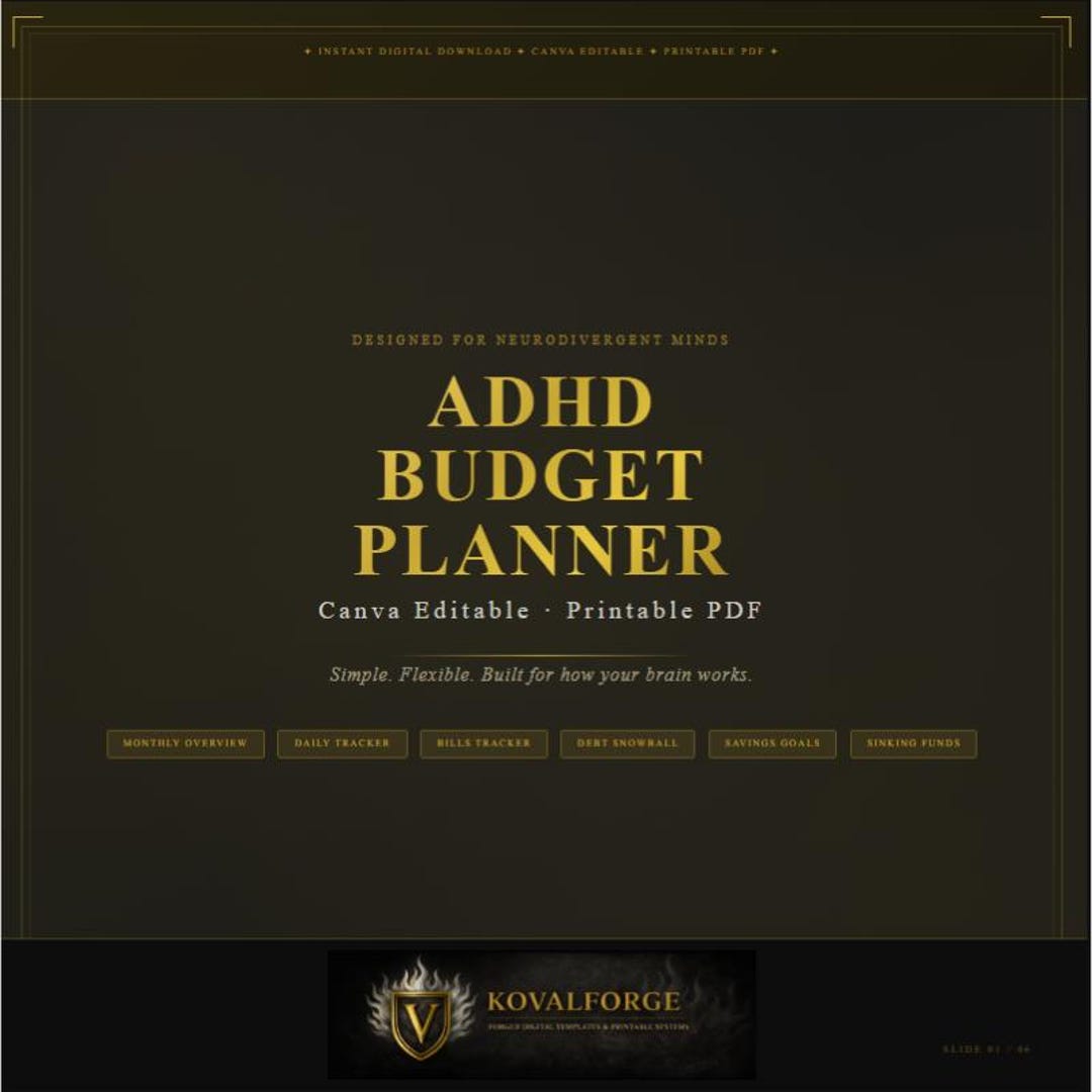 ADHD Budget Planner Printable Canva Editable PDF Monthly Budget, Bills ...
