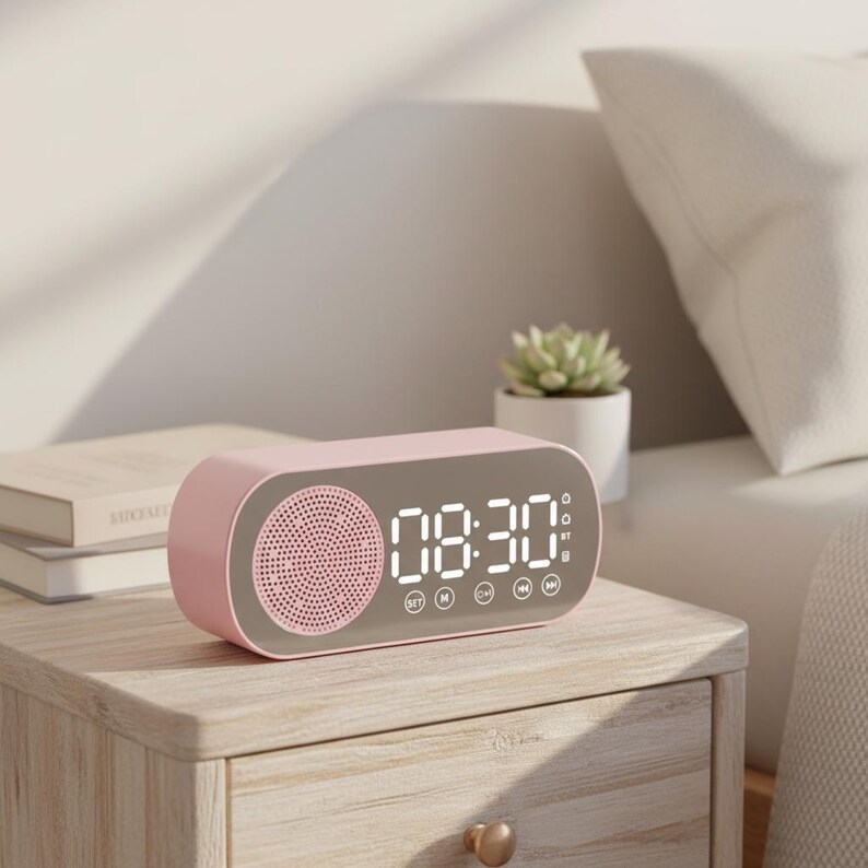 Mirror LED Alarm Clock Bluetooth Speaker, Dual Alarm Clock Radio ...