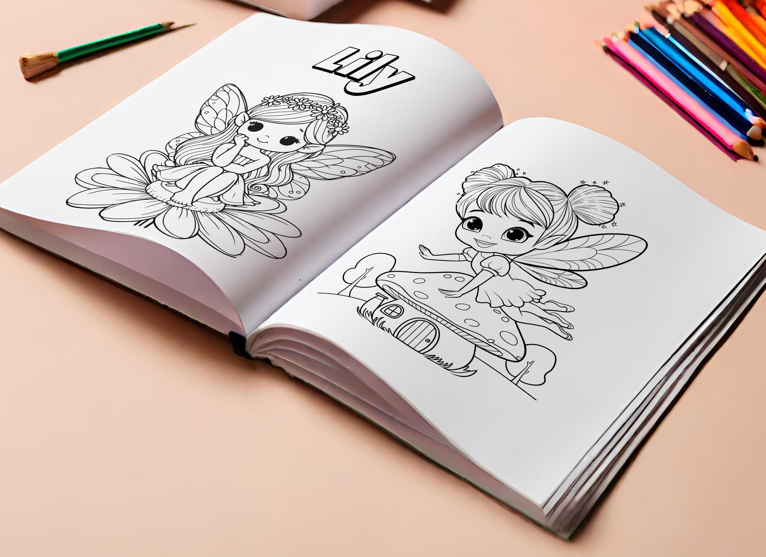 Custom Fairy First Birthday Coloring Book – Pink Fairy Party Activity ...