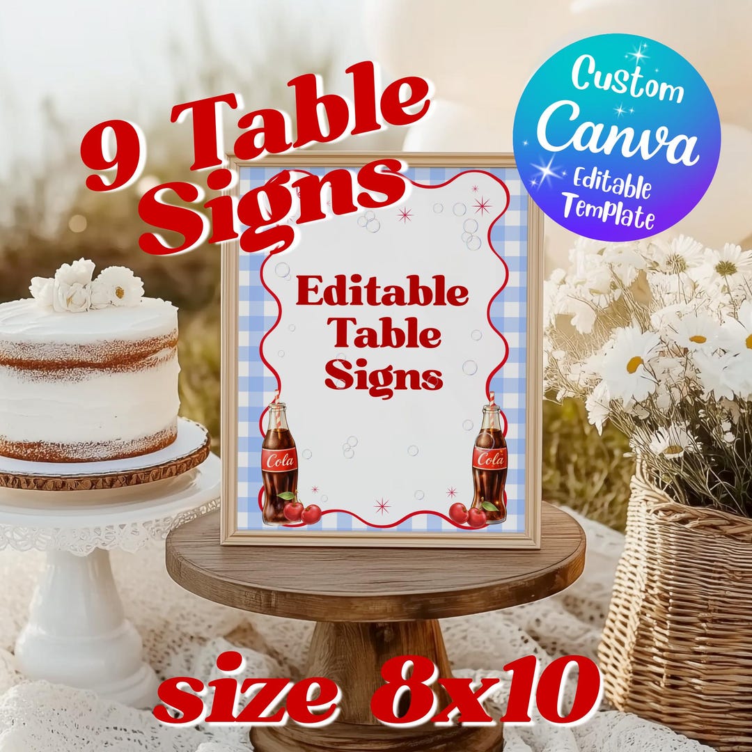 Vintage Soda Pop Baby Shower Table Signs, Retro "she's Ready to Pop ...