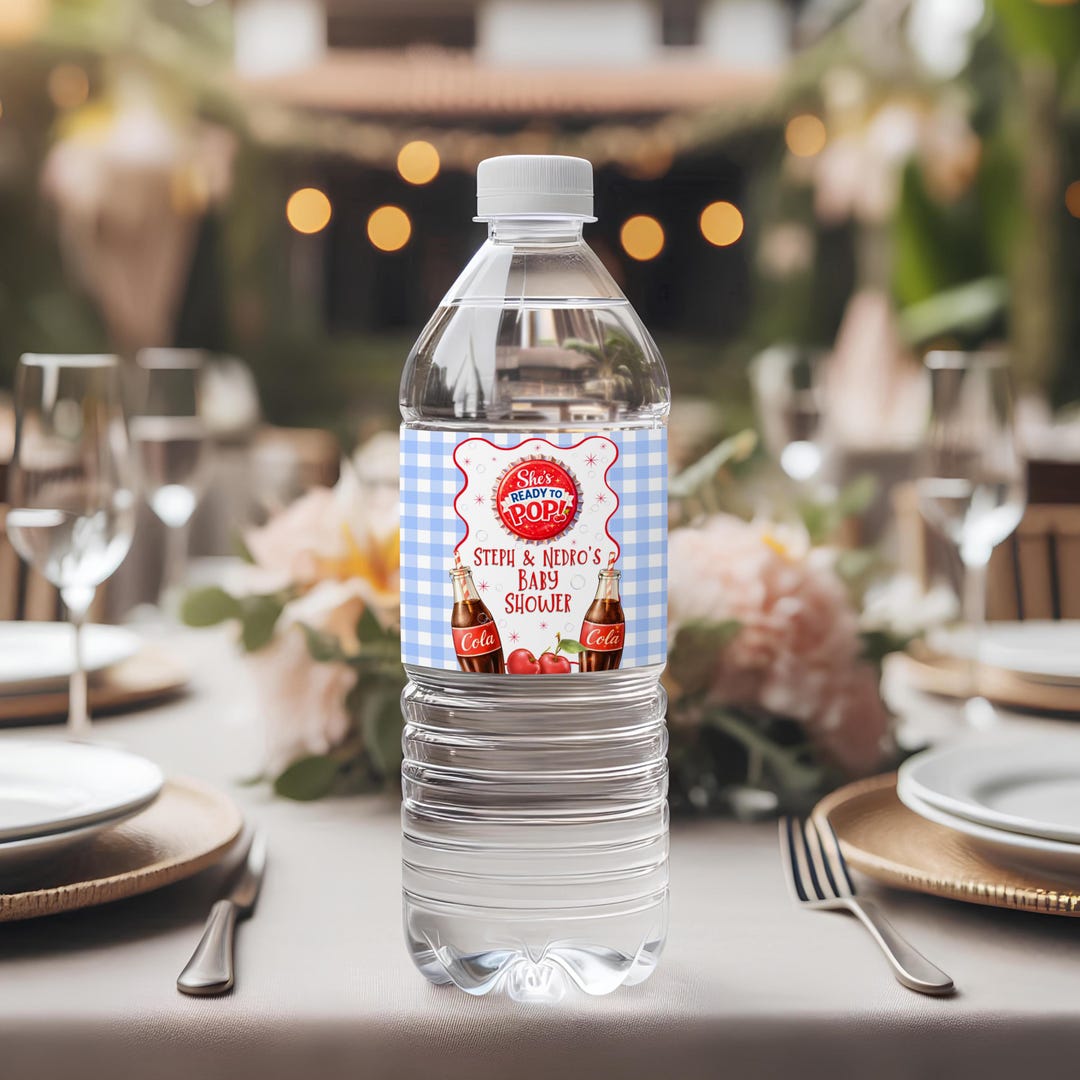 She's Ready to Pop Water Bottle Labels – Vintage Soda Baby Shower ...