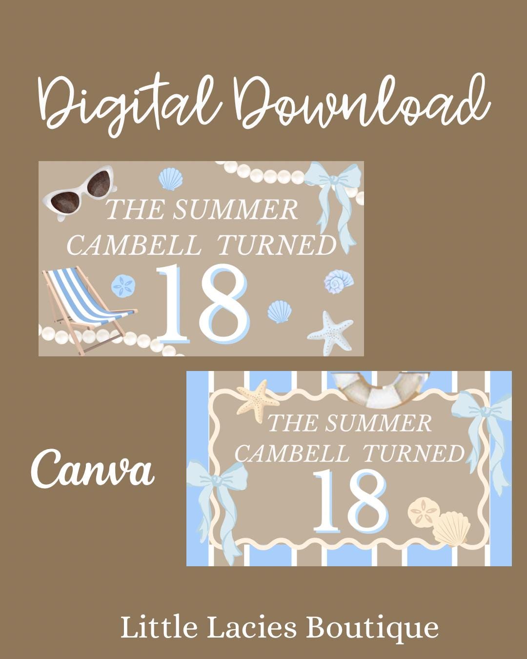 Beachy Banner Template Canva Editable | Coastal Party Backdrop | Summer ...