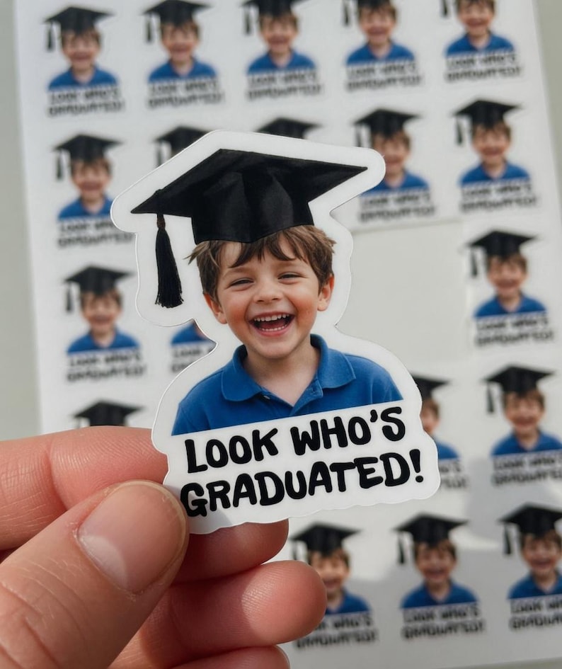 Custom Graduation Photo Stickers: Vinyl Decals for Party Favors & Gifts ...