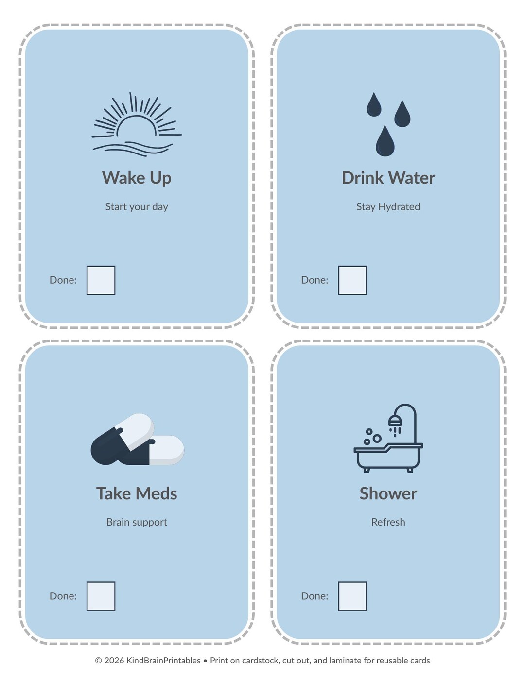 ADHD Morning Routine Cards Printable | Visual Task Cards | Executive ...