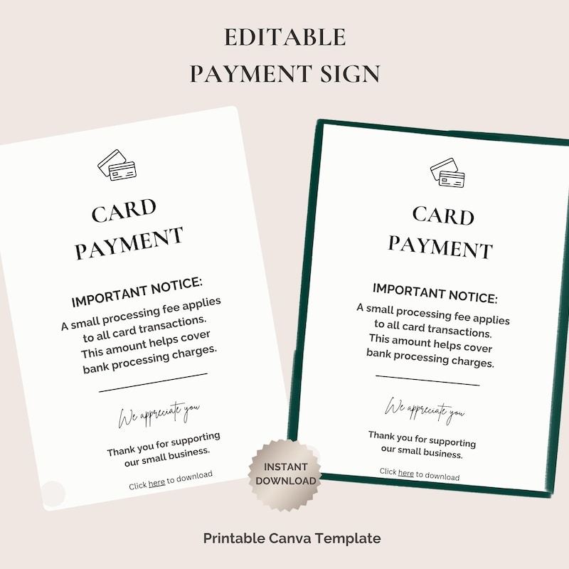 Credit Card Surcharge Fee Sign - Etsy