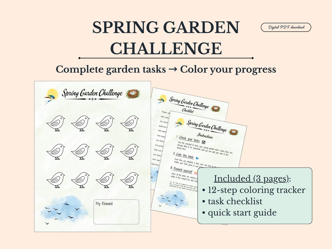 Spring Garden Challenge | Printable Garden Checklist + Coloring Tracker ...