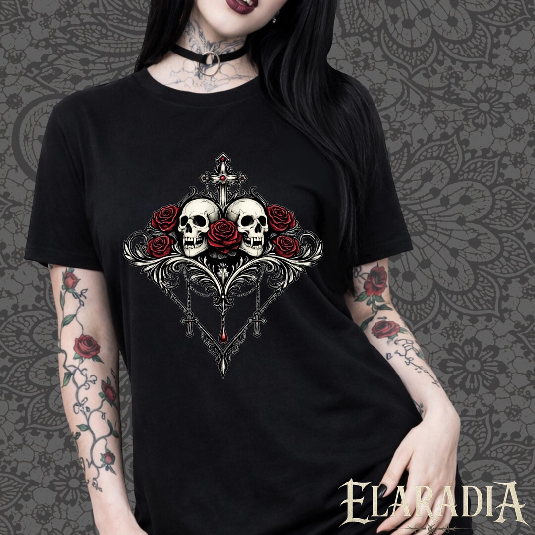 Vampire Skulls Diamond T-shirt | Gothic Skull Diamond Tee - Etsy