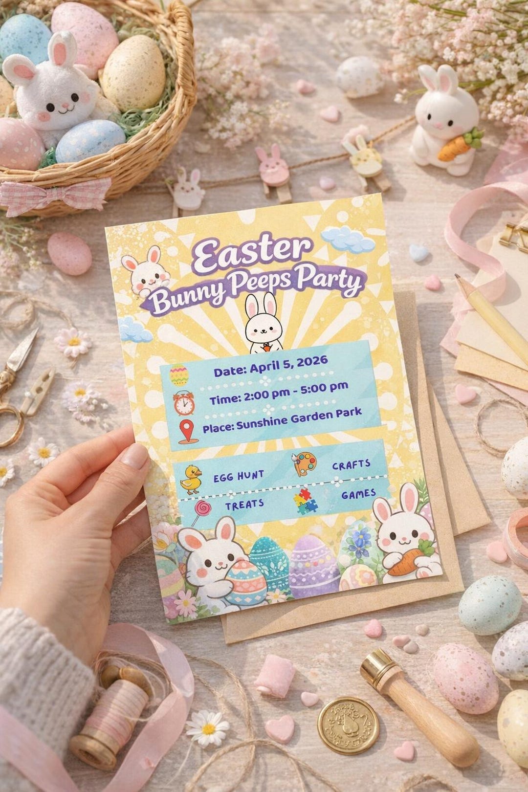 Easter Bunny Peeps Party Invitation Template - Etsy