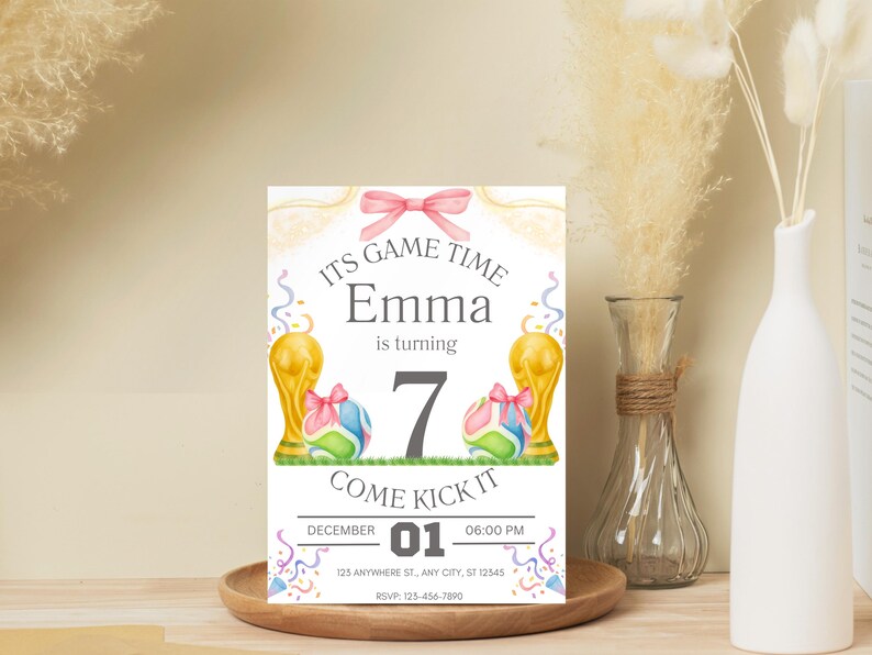 Girls Soccer Invitation Template, Mobile Evite, Digital Download, FIFA ...