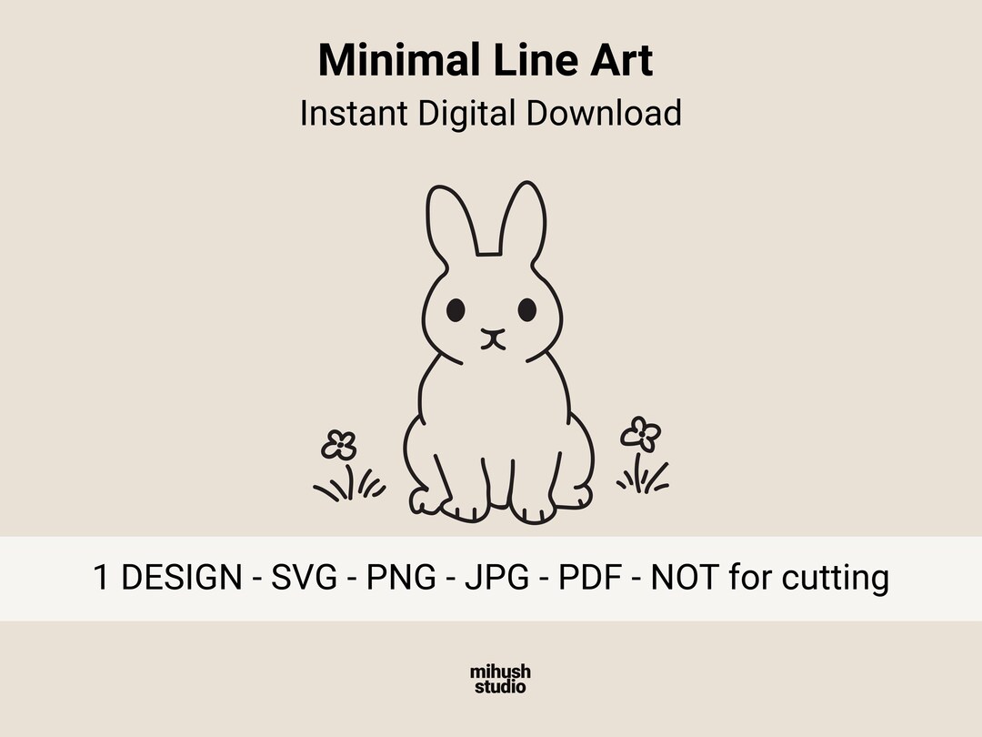 Easter Bunny Line Art SVG PNG | Minimal Rabbit Outline Clipart ...
