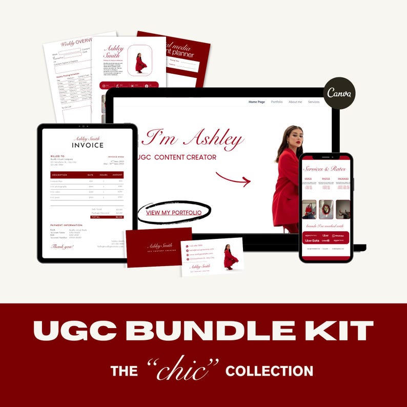 Editable Canva UGC Bundle | Social Media Planner, Media Kit, Invoice ...