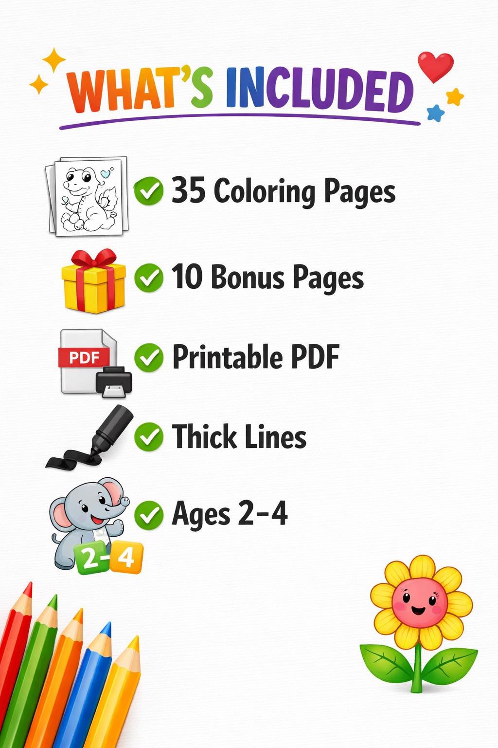 Toddler Coloring Book: 45 Animals & Fun Objects (PDF Printable Ages 2-4 ...
