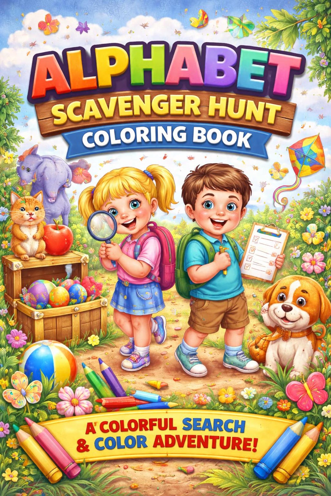 Alphabet Scavenger Hunt Coloring Book | Beginning Sounds ABC Learning ...