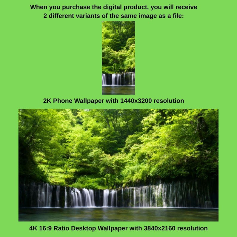 Nature 4K Desktop & 2K Phone Wallpaper Waterfall in Green Paradise 0011 ...