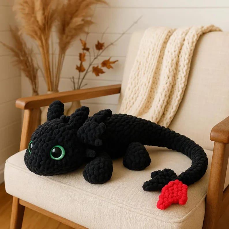 Toothless Crochet Pattern | Night Fury Amigurumi Dragon (PDF File) - Etsy