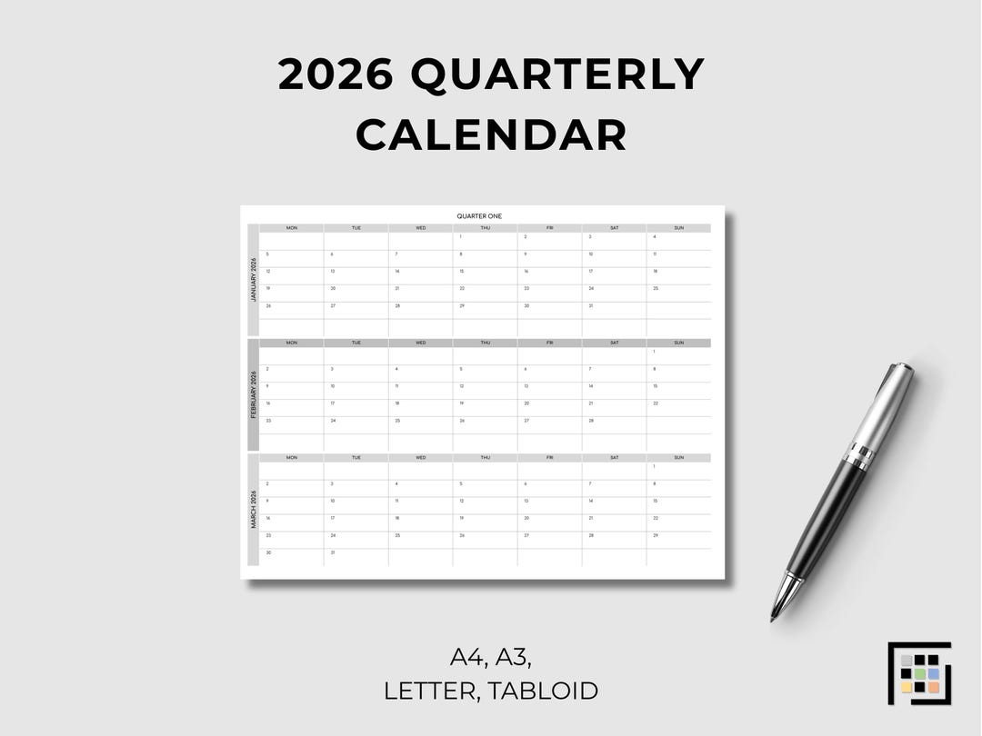2026 Quarterly Work Planner Printable Minimal Layout PDF Business ...