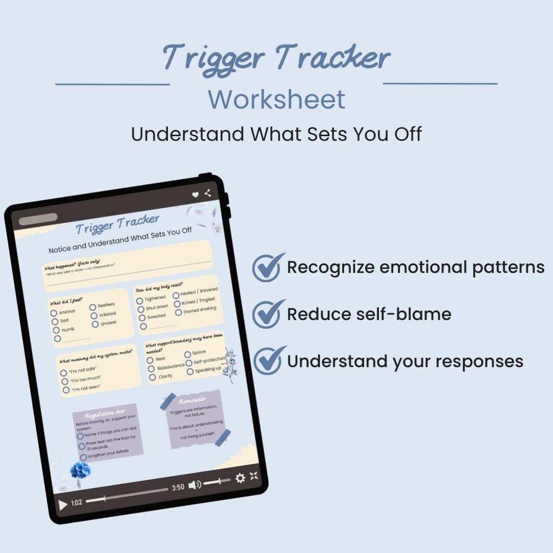 Trigger Tracker Worksheet | Understand Triggers Without Blame | Somatic ...