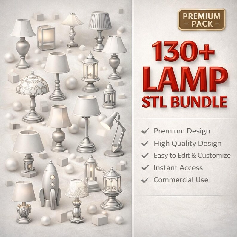 130 Lamp STL Bundle | 3D Printable Lamp Files , Modern Lighting 3D ...