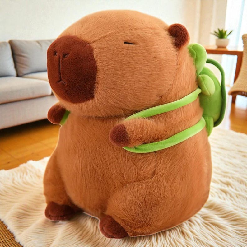 Strawberry Hat Capybara Plush Toy – Kawaii Stuffed Animal Keychain ...