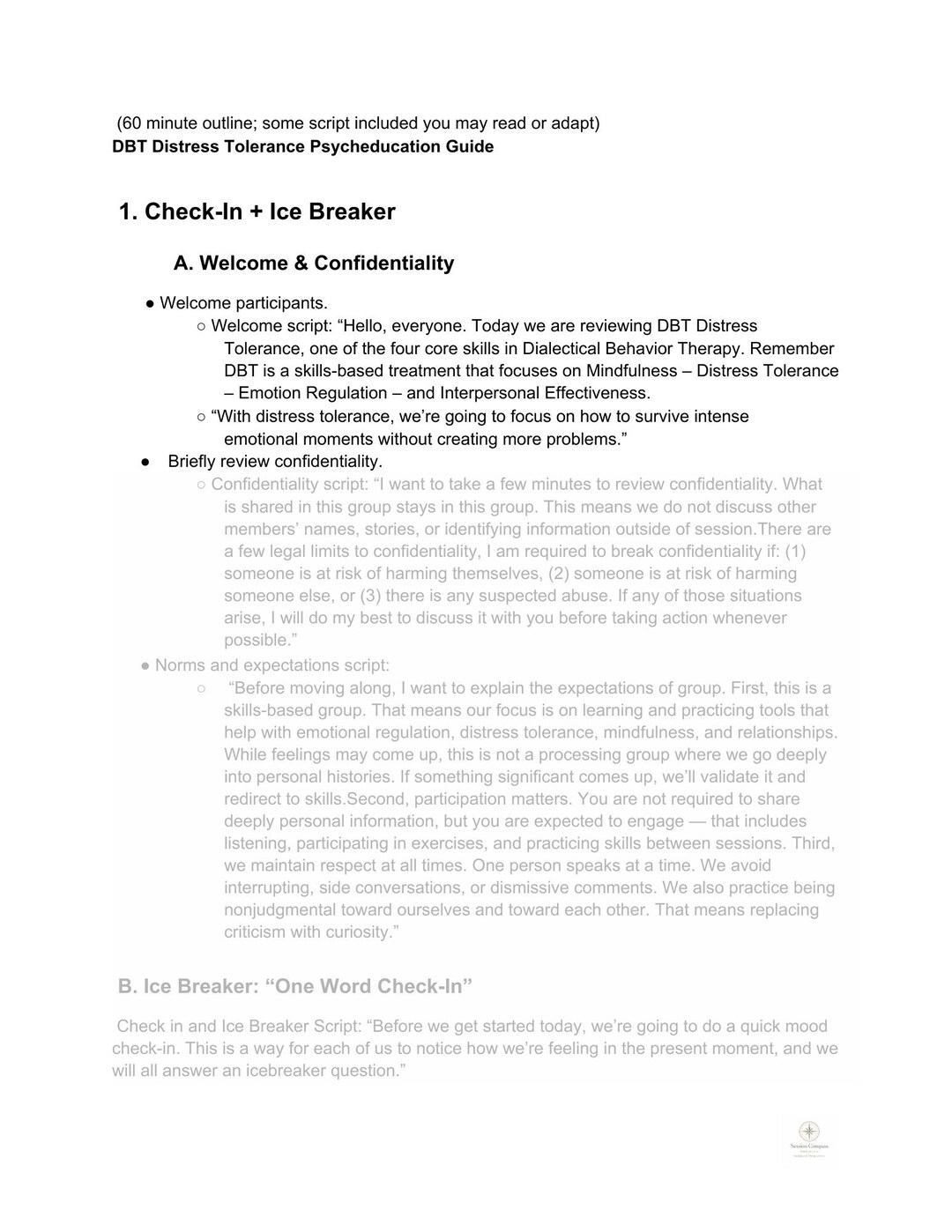 DBT Distress Tolerance Group Guide | 60-minute Facilitator Script 7 ...