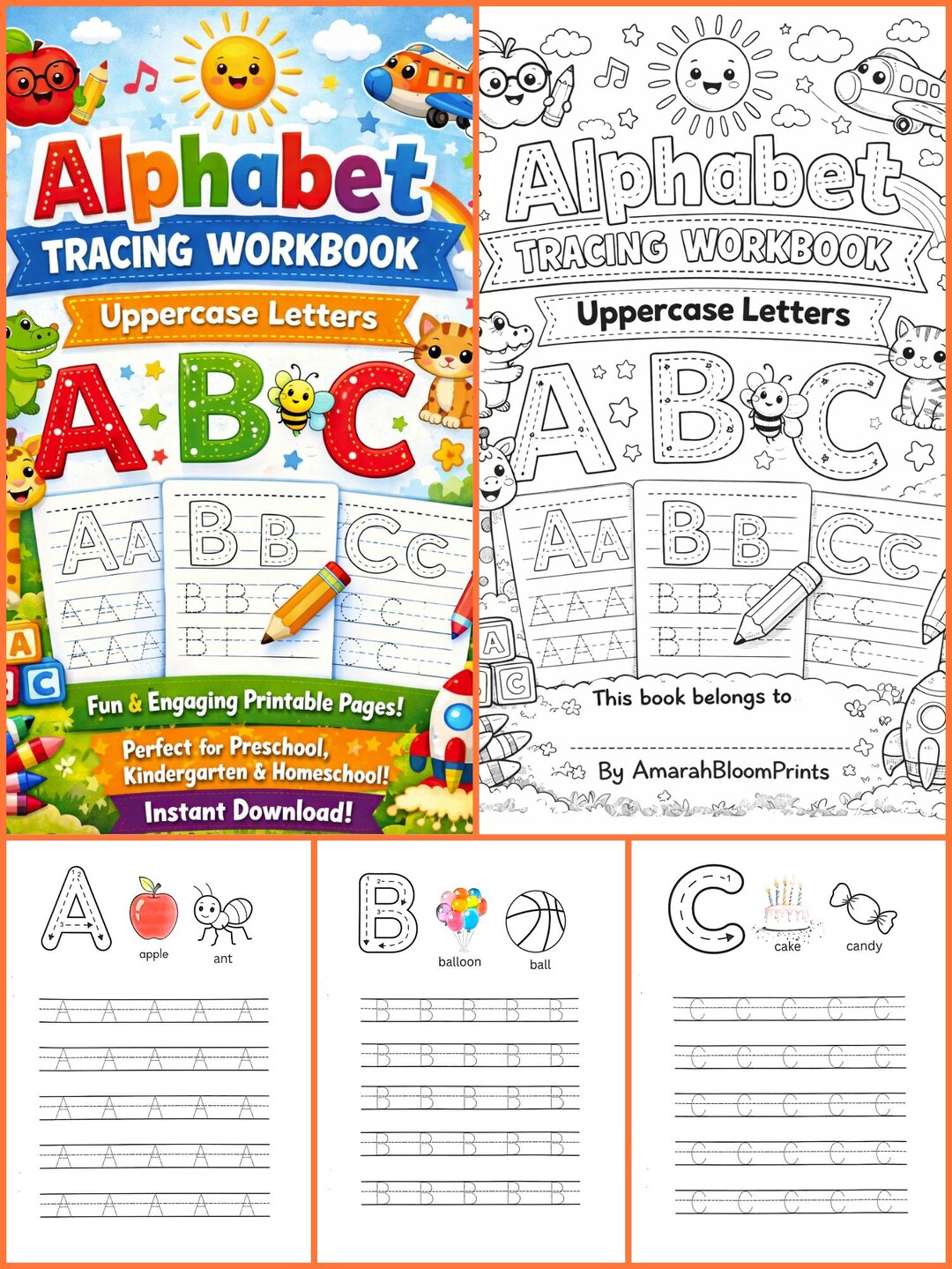 Alphabet Tracing Workbook Uppercase / ABC Letter Writing Practice ...