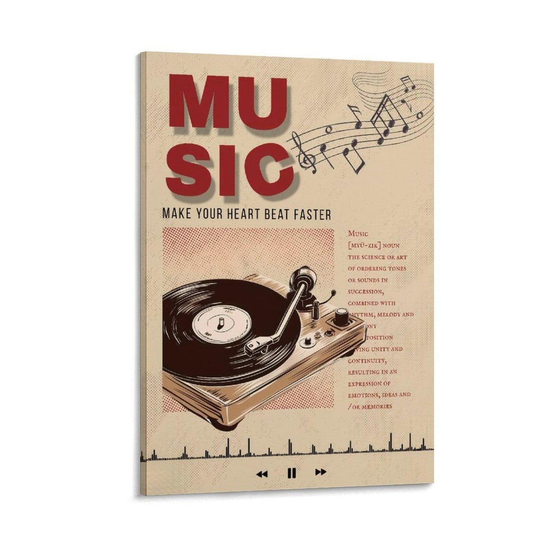 Music Poster for a Retro Vinyl Record Player Wall Art Picture Painting ...