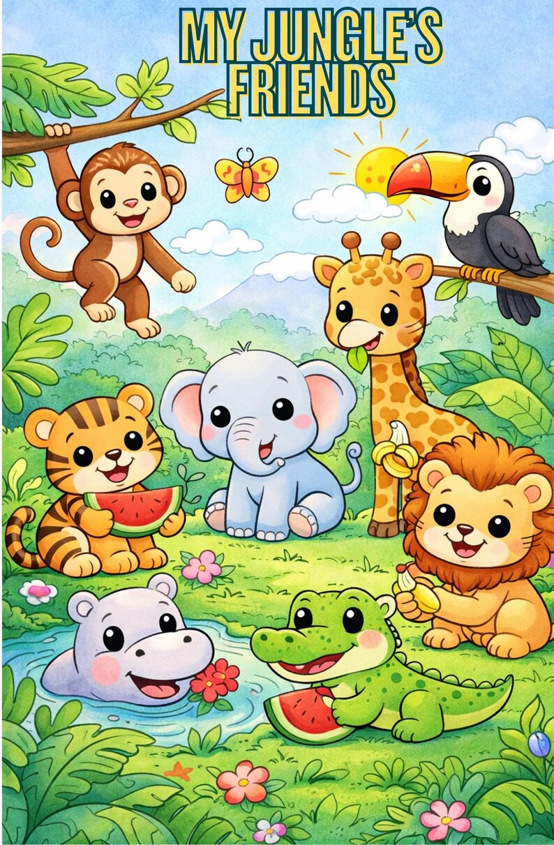 Kids Jungle Animals Coloring Book (printable PDF) – Safari Adventure ...