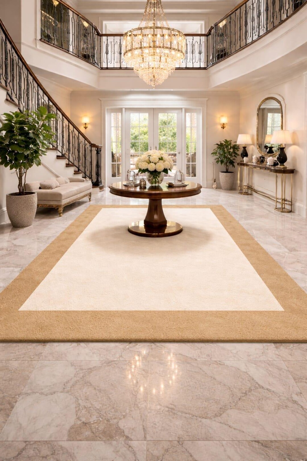 Hand Tufted Luxury Cream & Beige Rug Plush Soft Area Carpet for Foyer ...