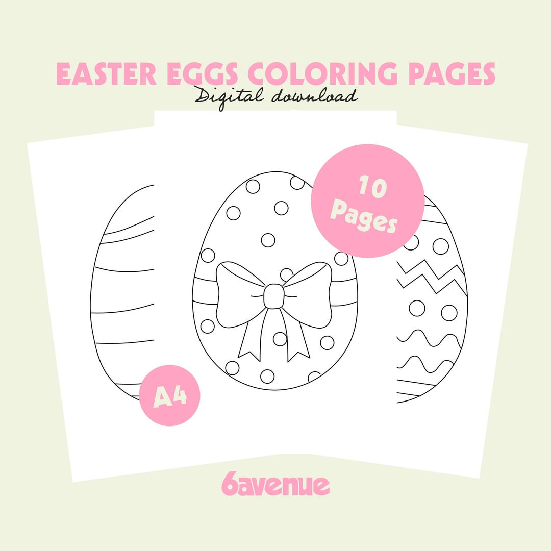 Pack of 10 Easter Egg Coloring Pages | Large Printable Easter Eggs ...