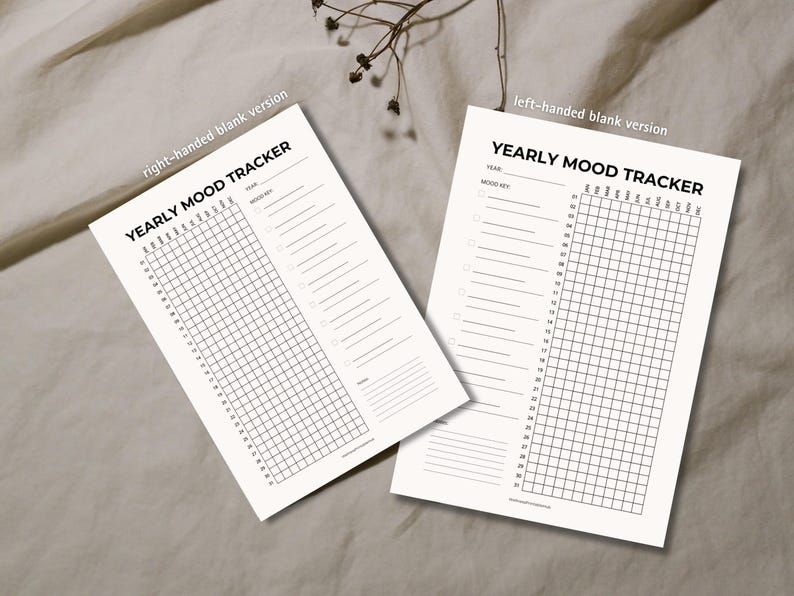 Year in Pixels Mood Tracker Printable Self Care Journal Yearly Review ...