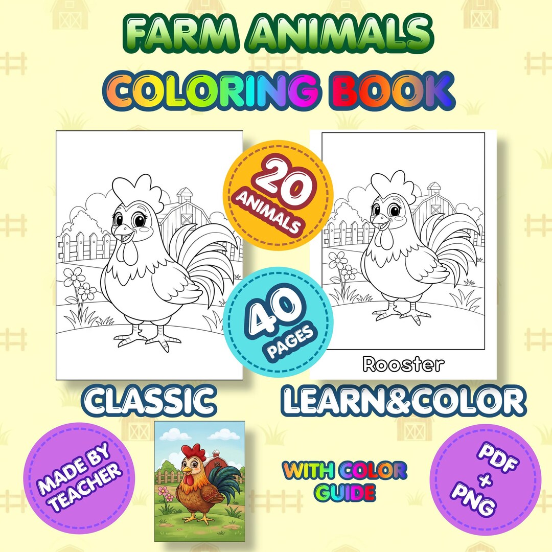 Farm Animals Coloring Book | Barnyard Animals | Printable Pages ...