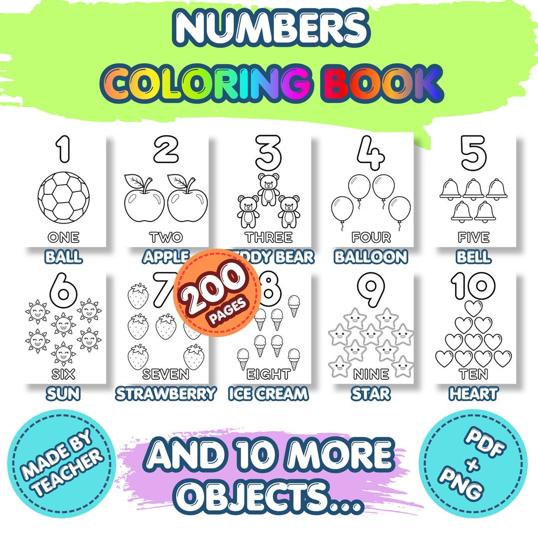 Numbers Coloring Book 1-10, Count and Color Bundle, Preschool Learning ...