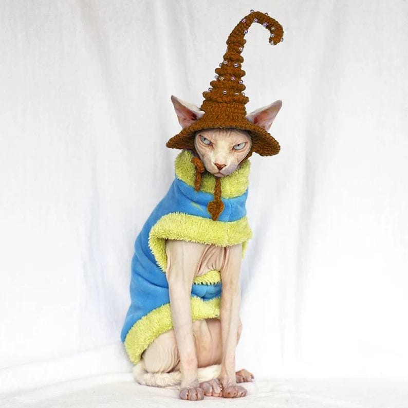 Hand Knit Cat Wizard Hat, Pet Witch Costume, 9 Colors, Photo Prop - Etsy