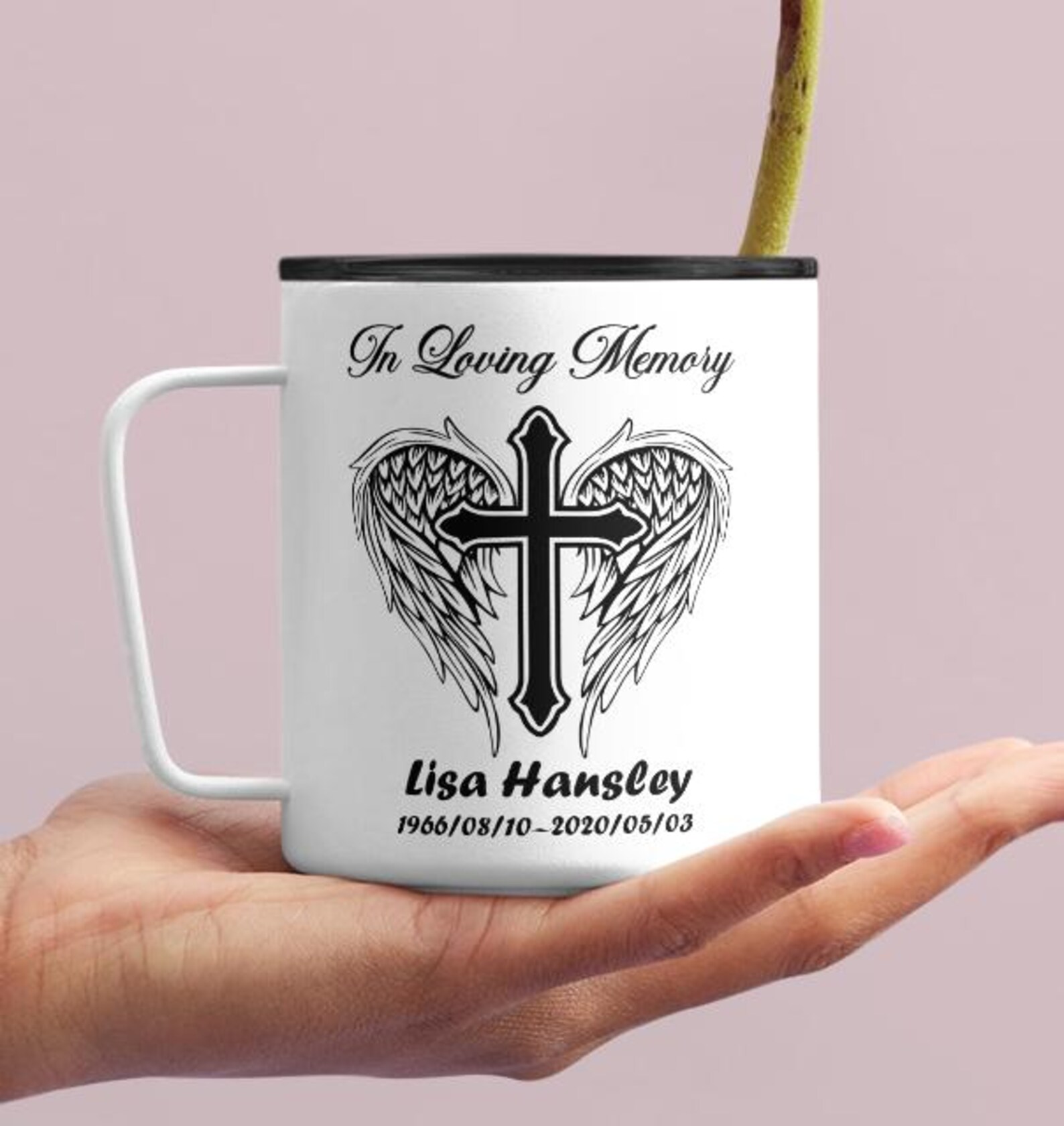 In Loving Memory Cross SVG PNG, Custom Memorial Angel Wings Designs ...
