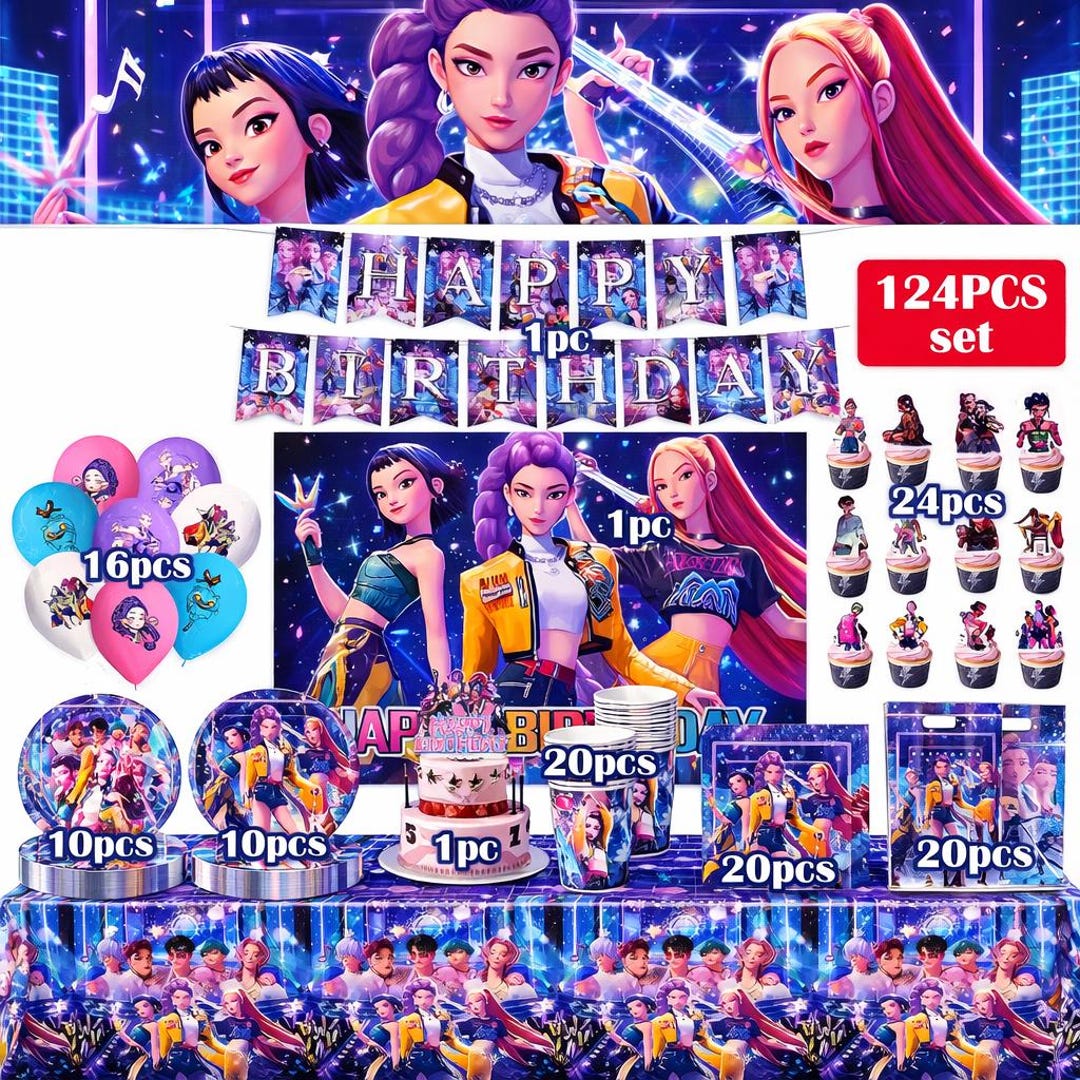 Kpop Demon Hunters Birthday Party Supplies Set | Themed Decorations for ...