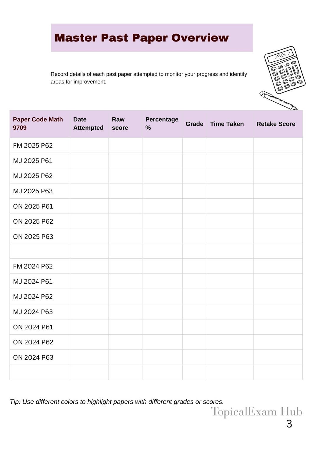 A-level Maths P6 Study Tracker | Probability Statistics 2 Revision PDF ...
