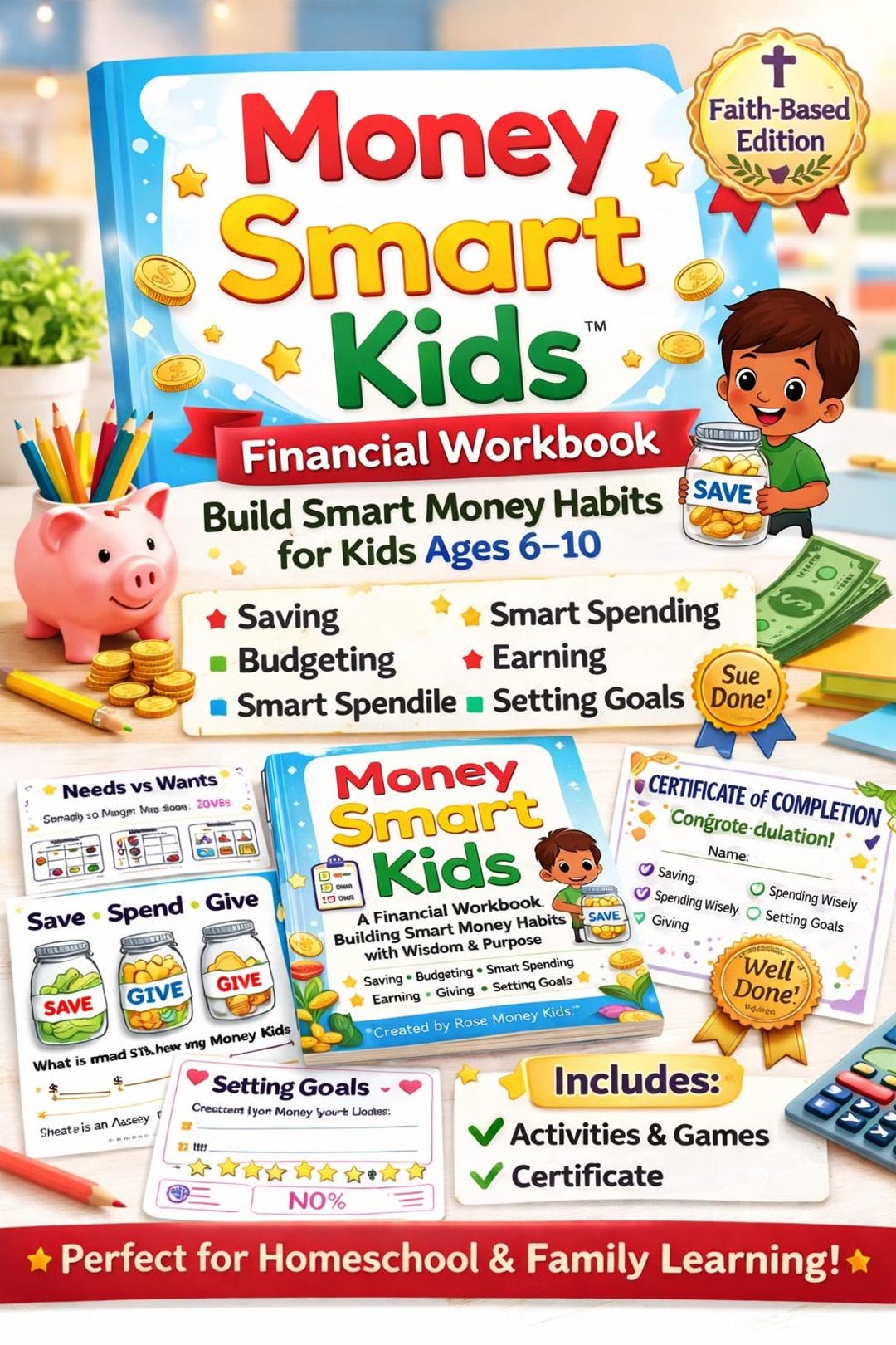 Money Smart Kids Financial Workbook | Ages 6-10, Saving, Budgeting (PDF ...