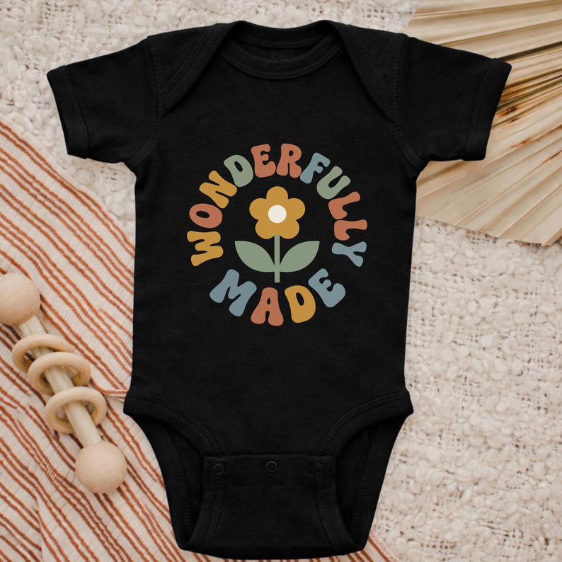 Wonderfully Made Retro Flower (svg, Png, Dxf) SVG, Boho Kids Shirt ...