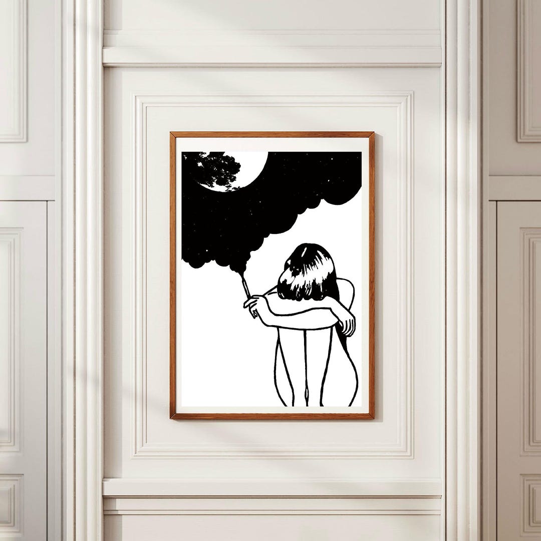 Dark Gothic Art Print – Surreal Night Illustration – Emotional ...