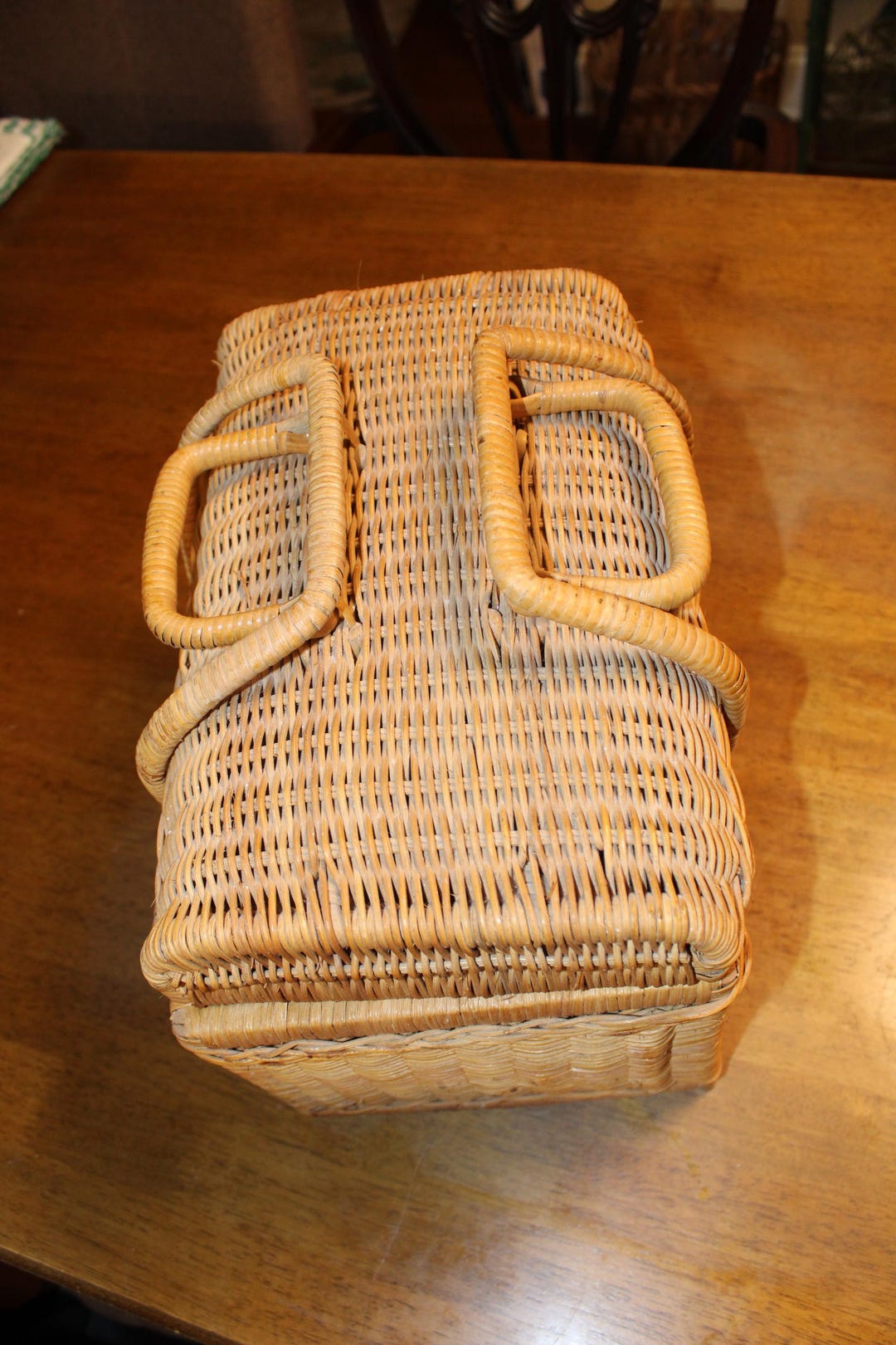 Vintage Wicker Carry on Basket - Etsy