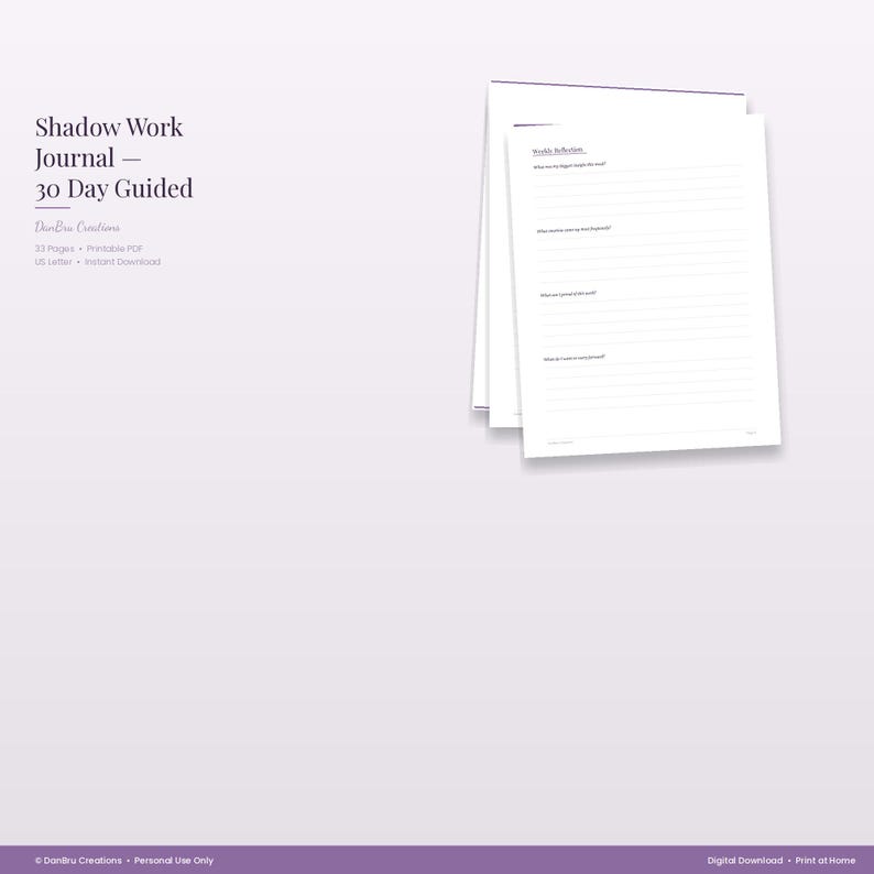 Shadow Work Journal, 30 Day Guided Prompts, Self Reflection PDF ...