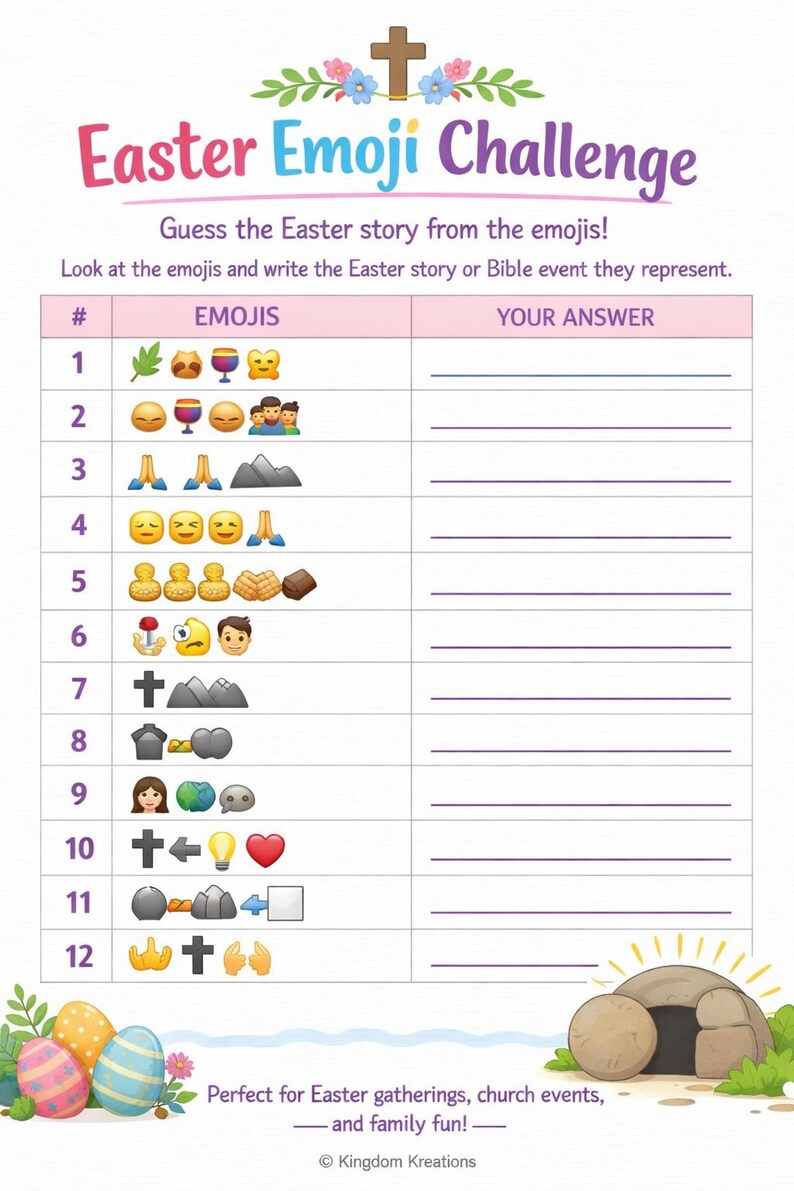 Easter Emoji Game Printable | Christian Easter Game for Kids & Adults ...