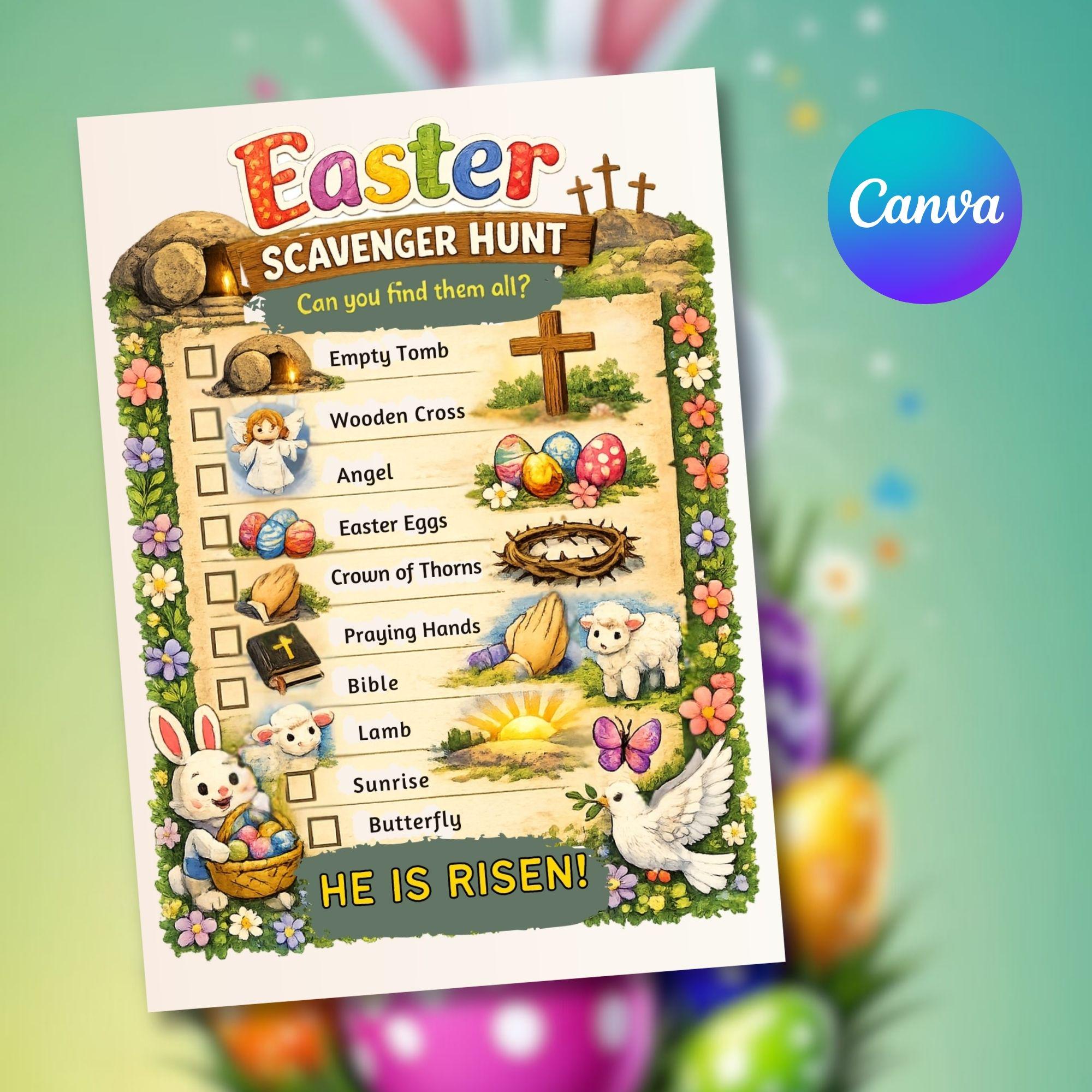 Christian Easter Scavenger Hunt Printable, Resurrection Day Faith ...