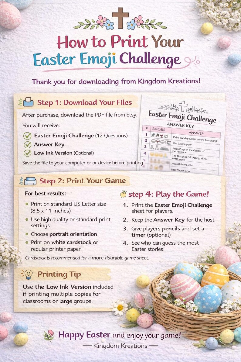 Easter Emoji Game Printable | Christian Easter Game for Kids & Adults ...