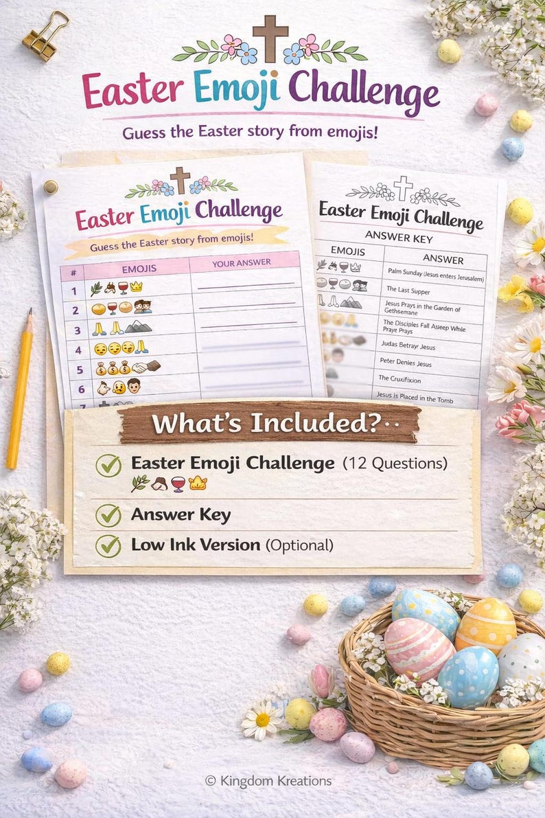 Easter Emoji Game Printable | Christian Easter Game for Kids & Adults ...