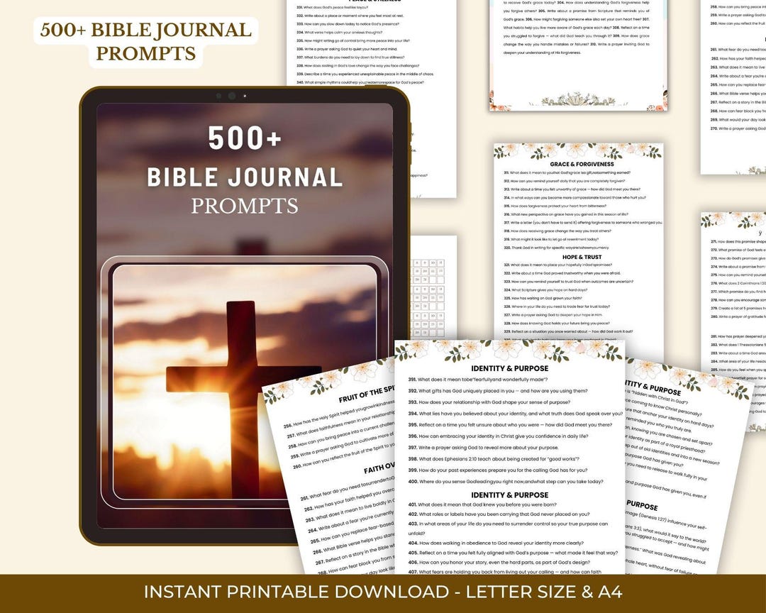 Bible Journal Prompts for Women, Christian Faith Scripture Study ...