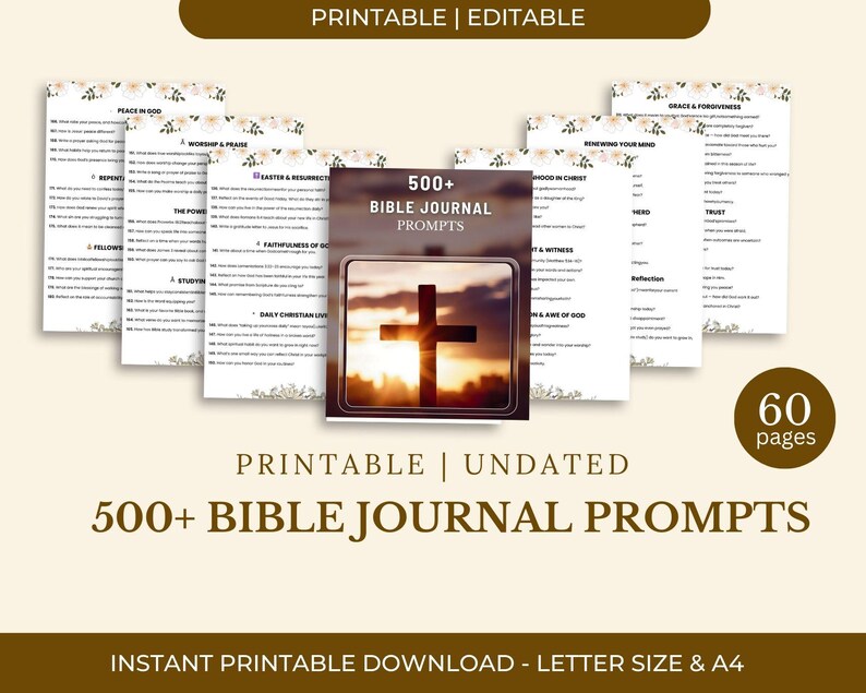 Bible Journal Prompts for Women, Christian Faith Scripture Study ...