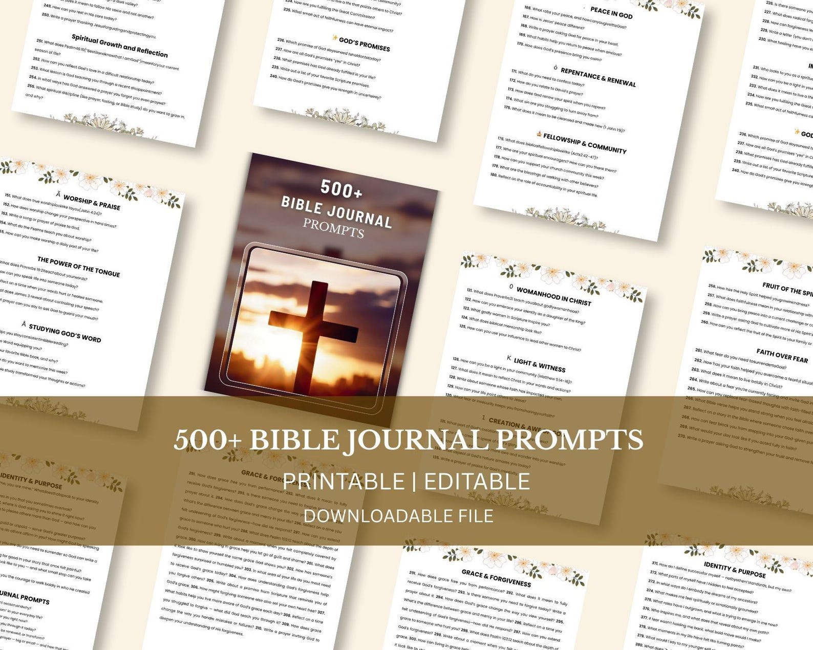 Bible Journal Prompts for Women, Christian Faith Scripture Study ...