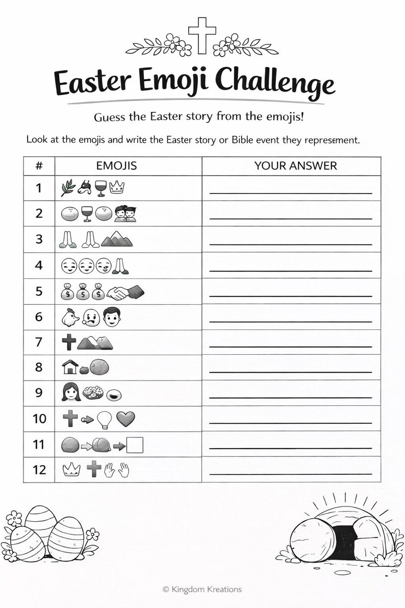 Easter Emoji Game Printable | Christian Easter Game for Kids & Adults ...